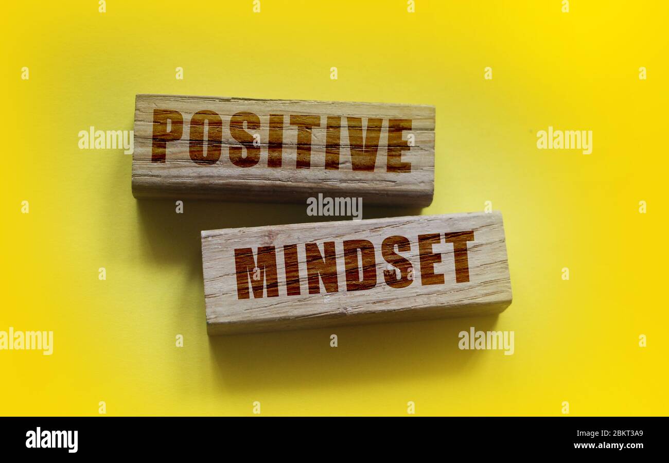 Positive Mindset words on woden blocks, inspiration states of mind ...