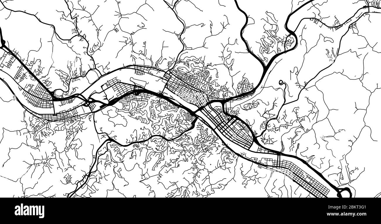 Urban vector city map of Charleston, USA. West Virginia state capital ...