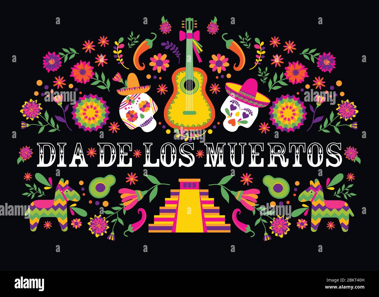 Dias de los Muertos typography banner vector. Mexico design for fiesta ...