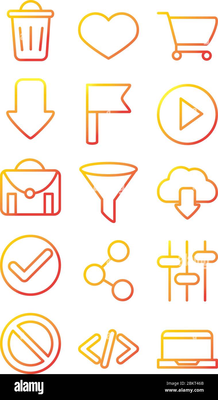 interface internet web technology digital icons set vector illustration ...