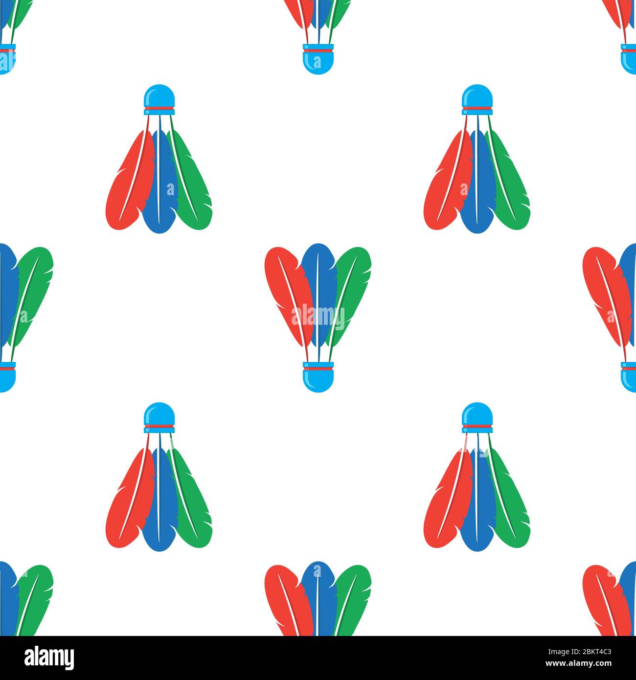 Shuttlecock Icon with Colorful Feathers Seamless Pattern Isolated on ...