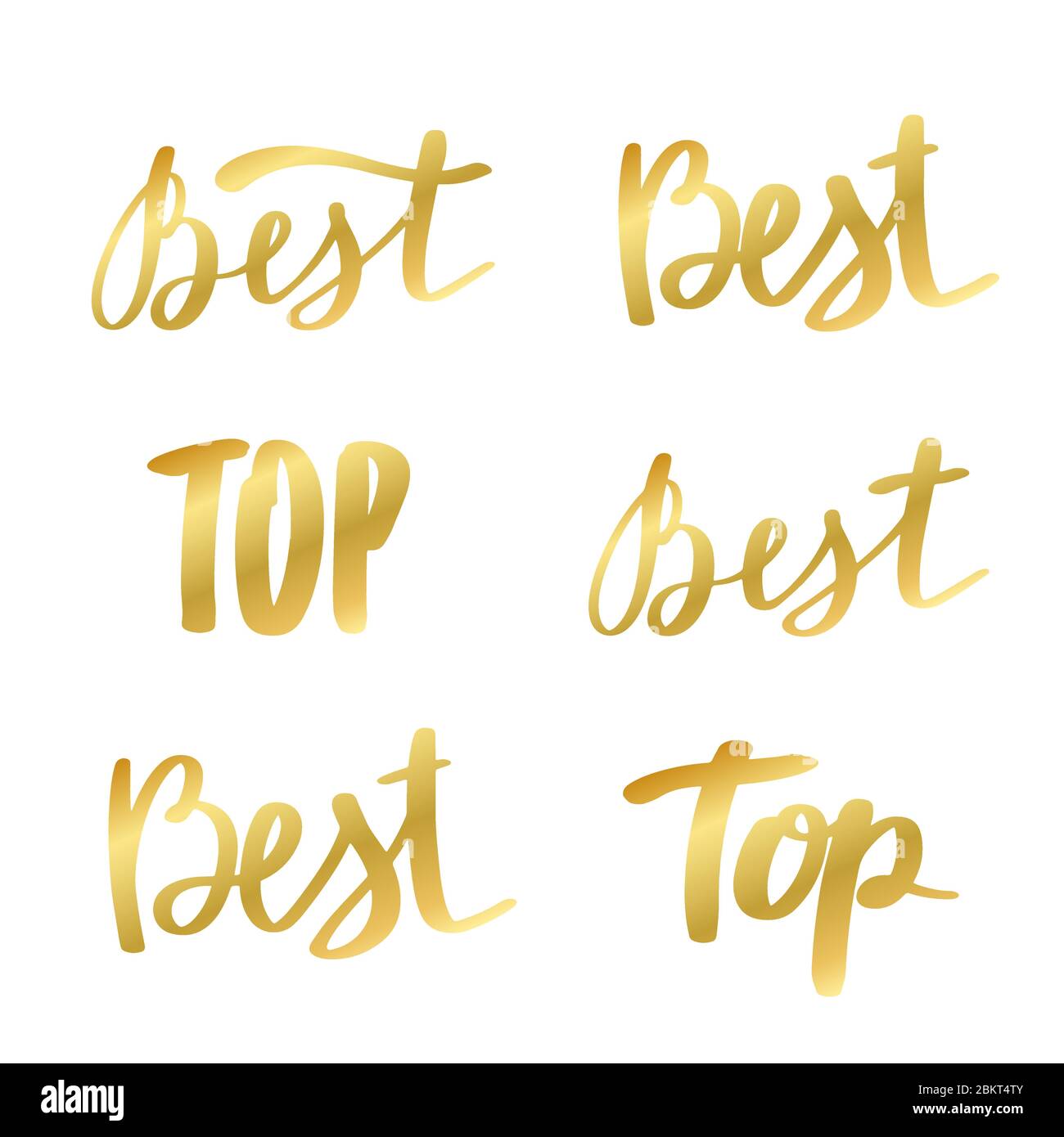 Best, Top words. Luxury lettering set. Gold hand drawn retro text ...