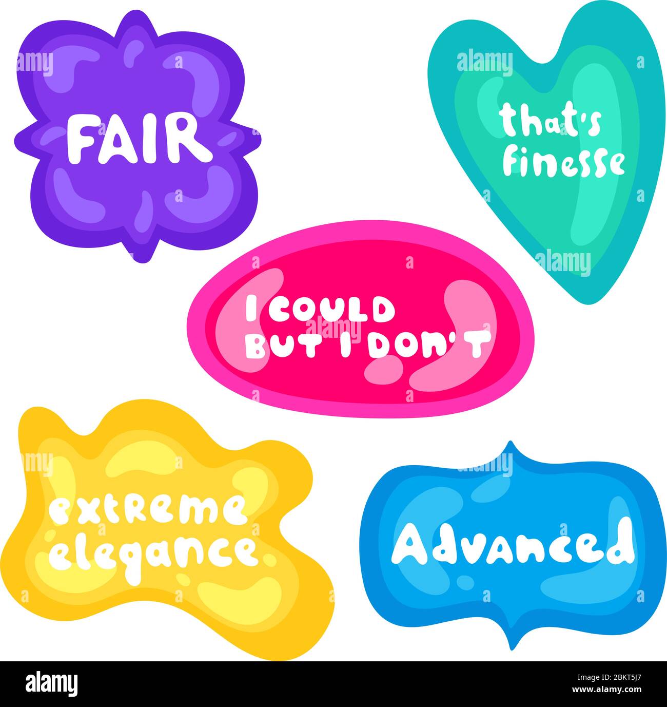 Set of stickers on different shapes. Collection of vector multicolored ...