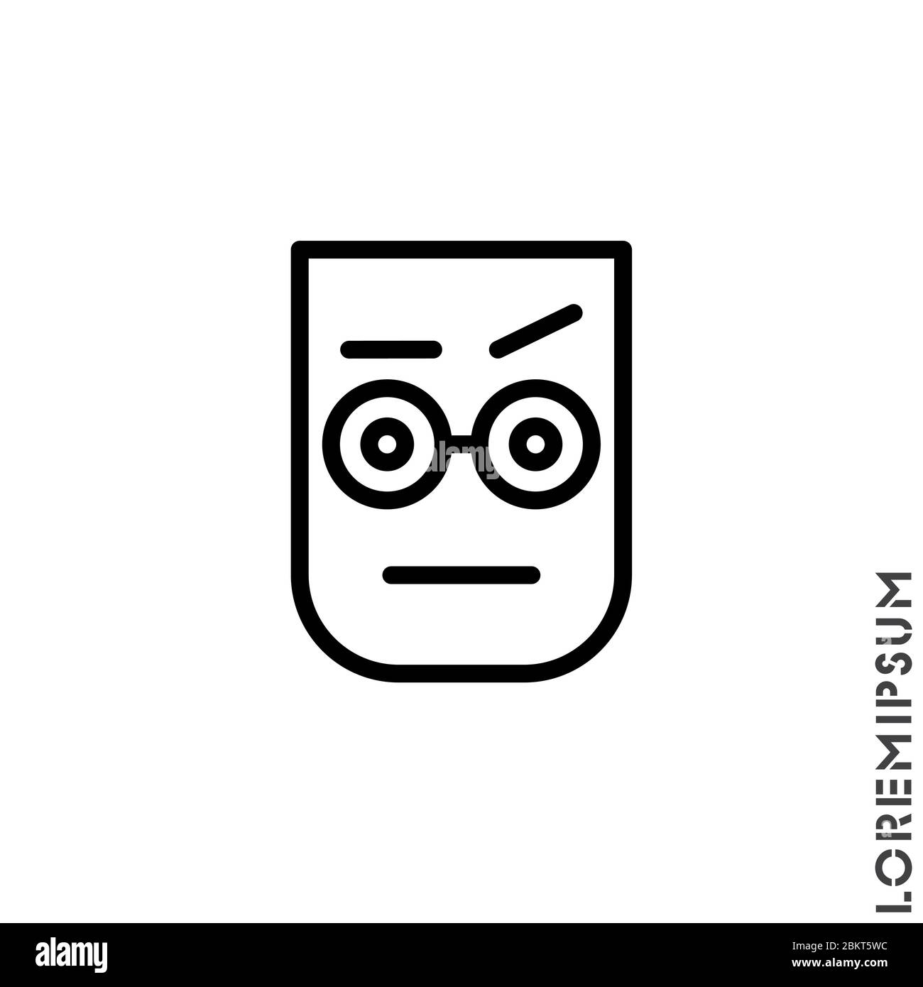 Confused Thinking Emoticon Icon Vector Illustration. Outline Style ...