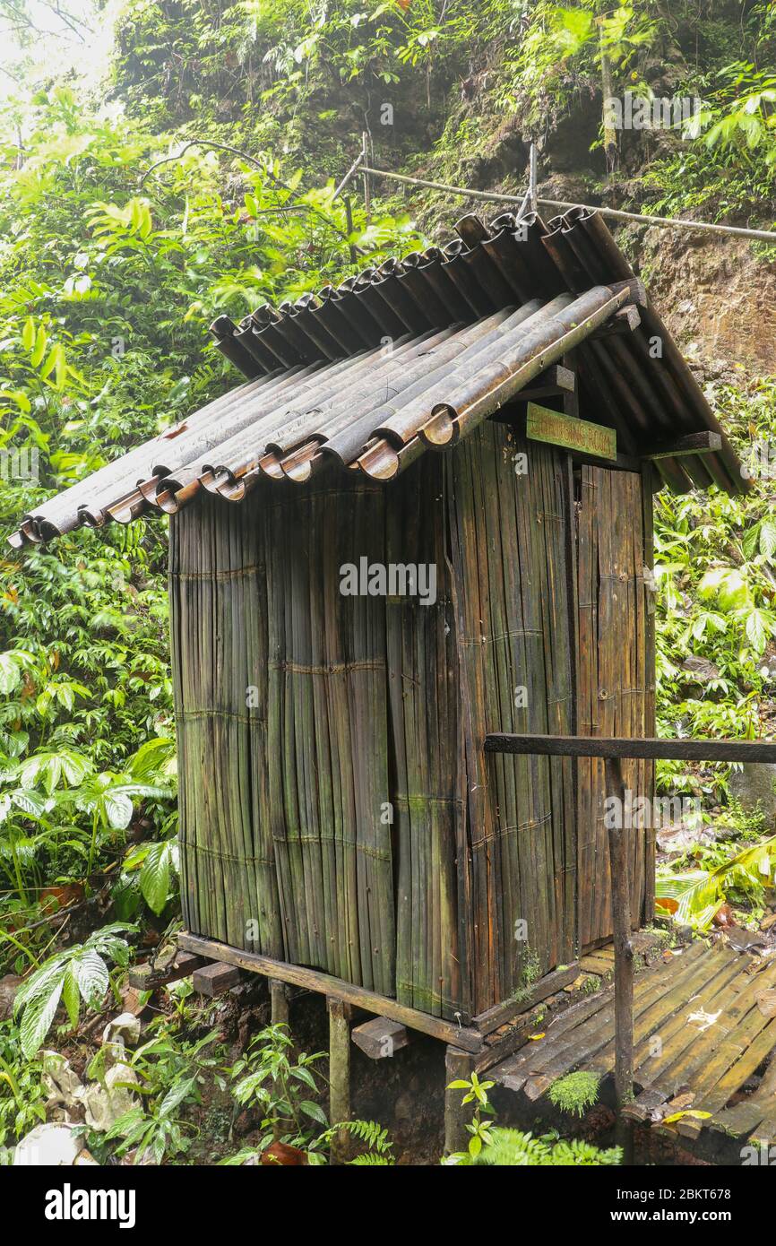Wooden cabin with changing rooms in tropical jungle, near Spray ...