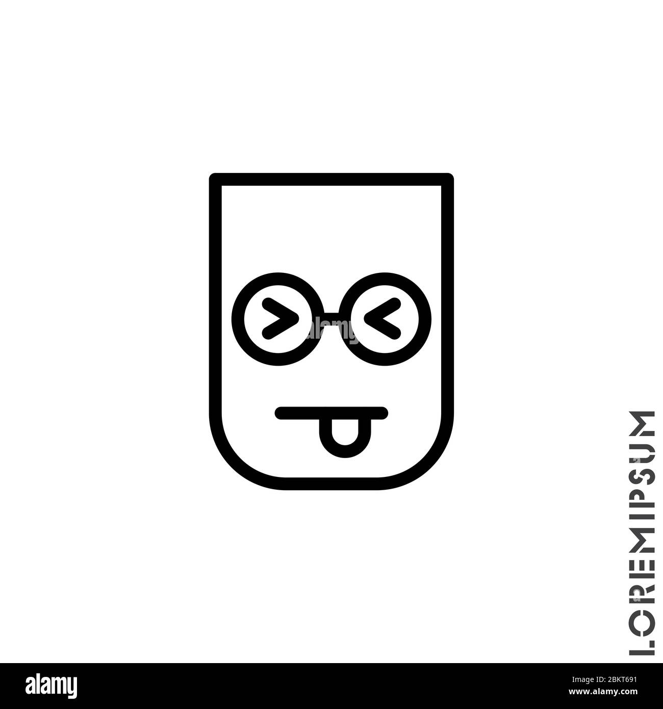 Squinting face with tongue line icon. linear style sign for mobile ...