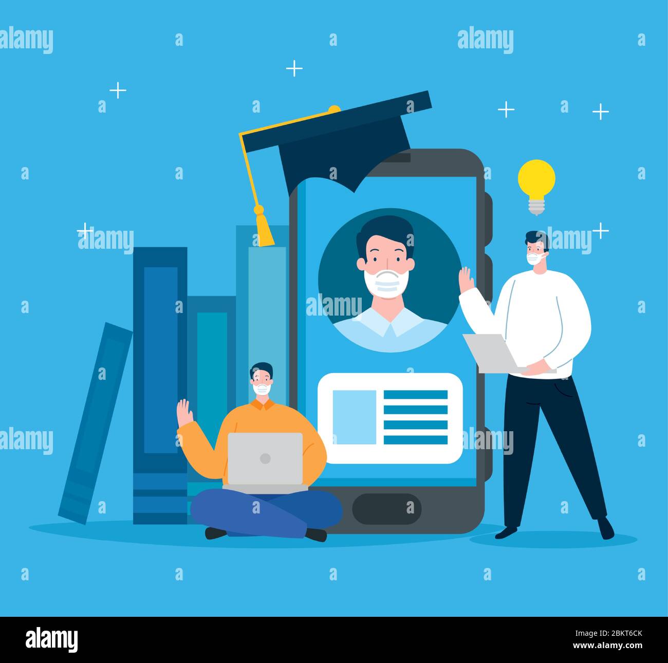 men in education online with smartphone Stock Vector Image & Art - Alamy