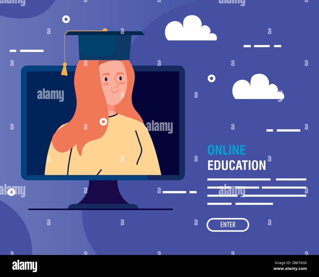 Female graduate student computer Stock Vector Images - Alamy