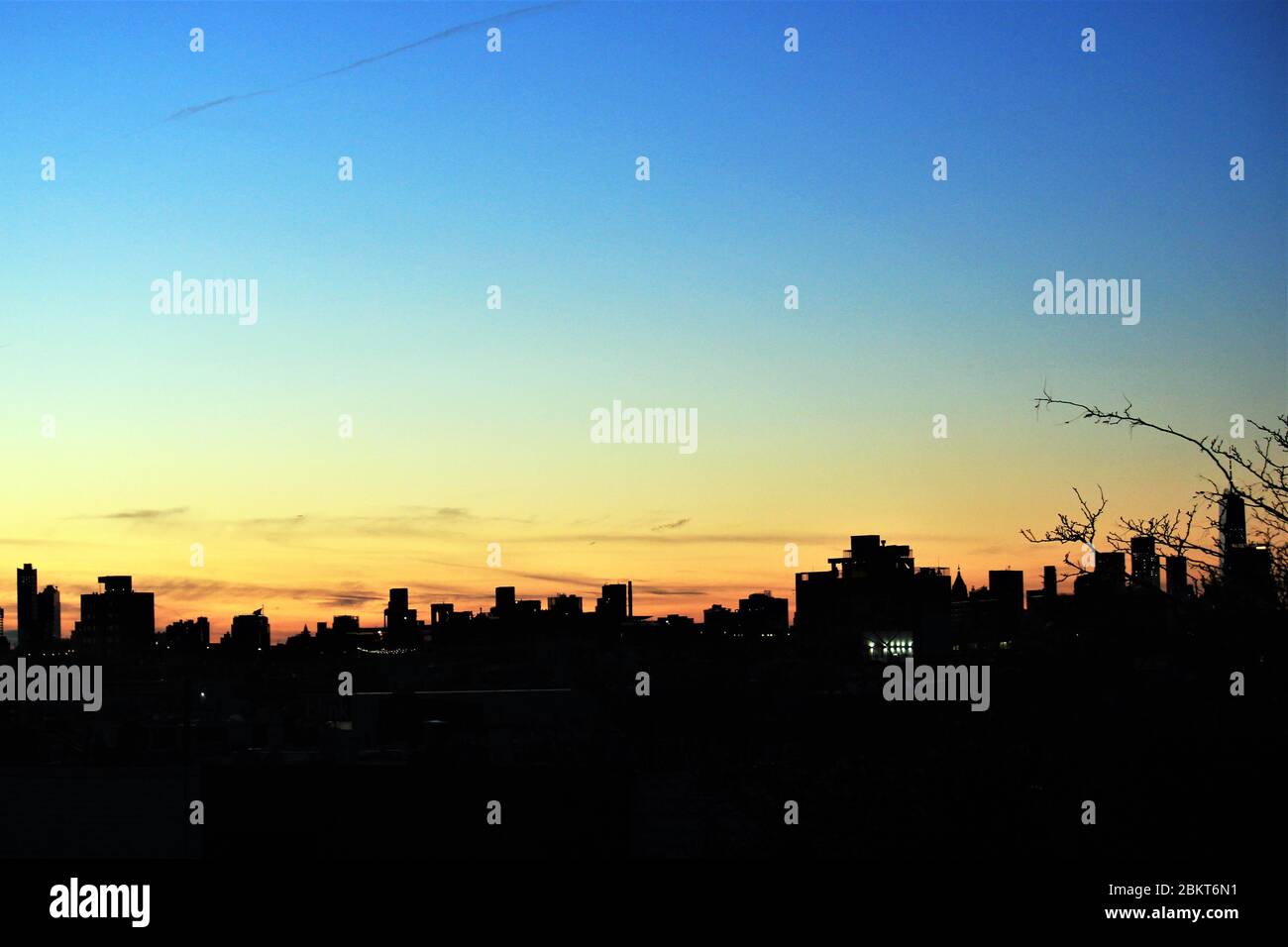 New York city skyline dusk. Aerial view Stock Photo - Alamy