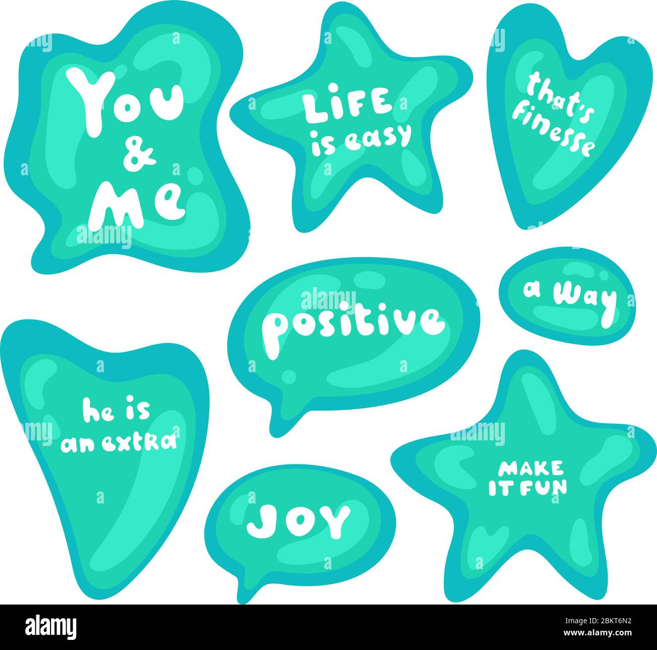 Set of stickers on different shapes. Collection of vector multicolored ...