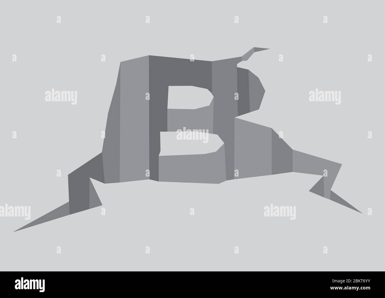 Vector illustration of cracked font B alphabet in grey background. Copy ...