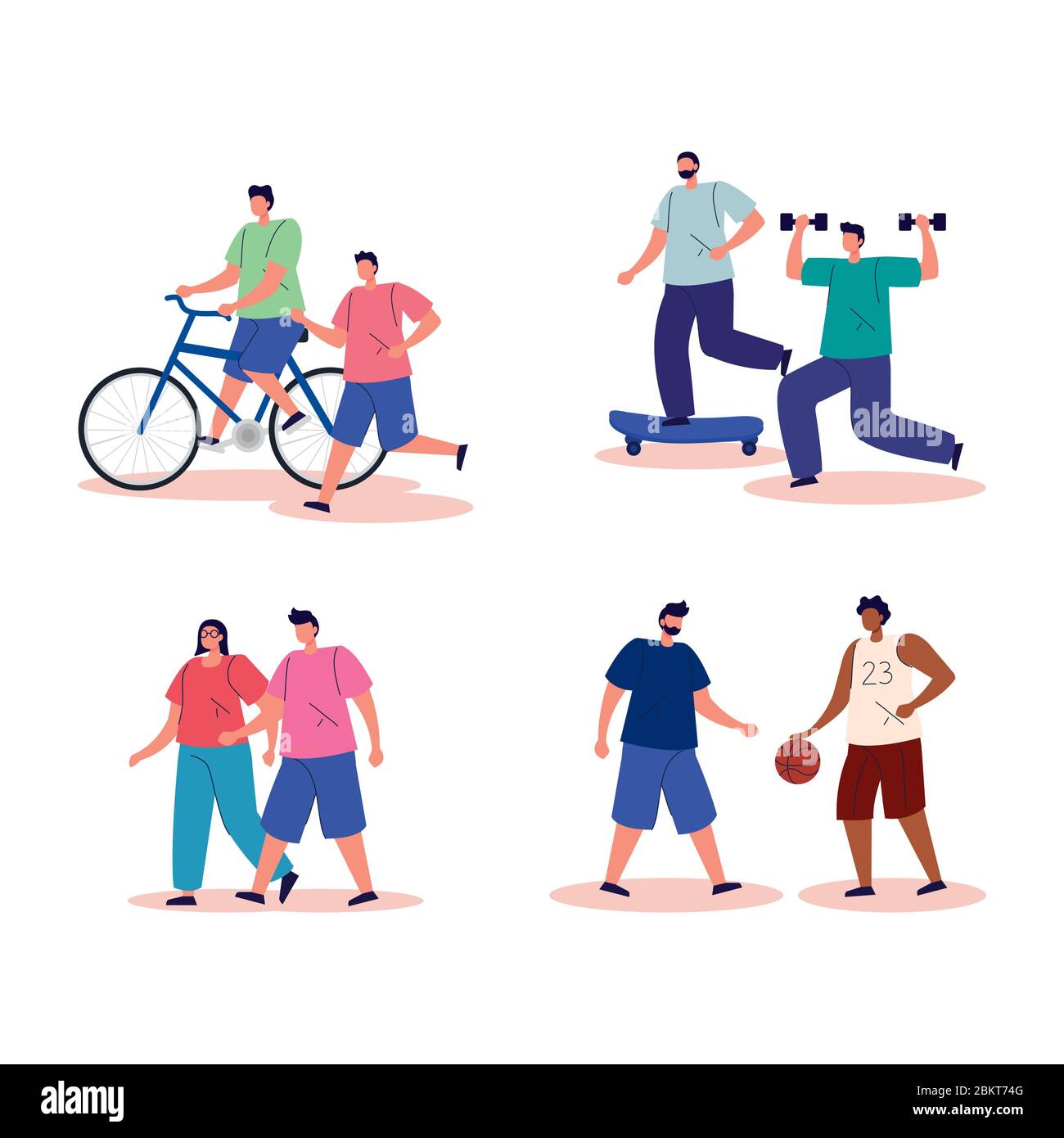group people practicing exercise avatar characters Stock Vector Image ...
