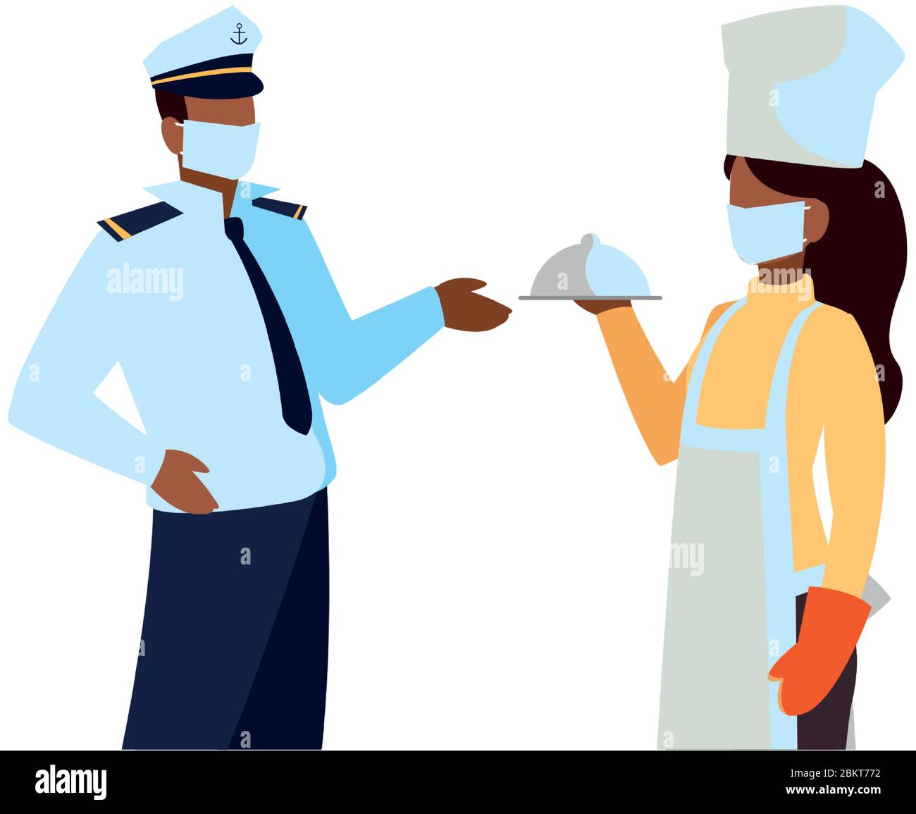 professional couple wearing face mask vector illustration design Stock ...