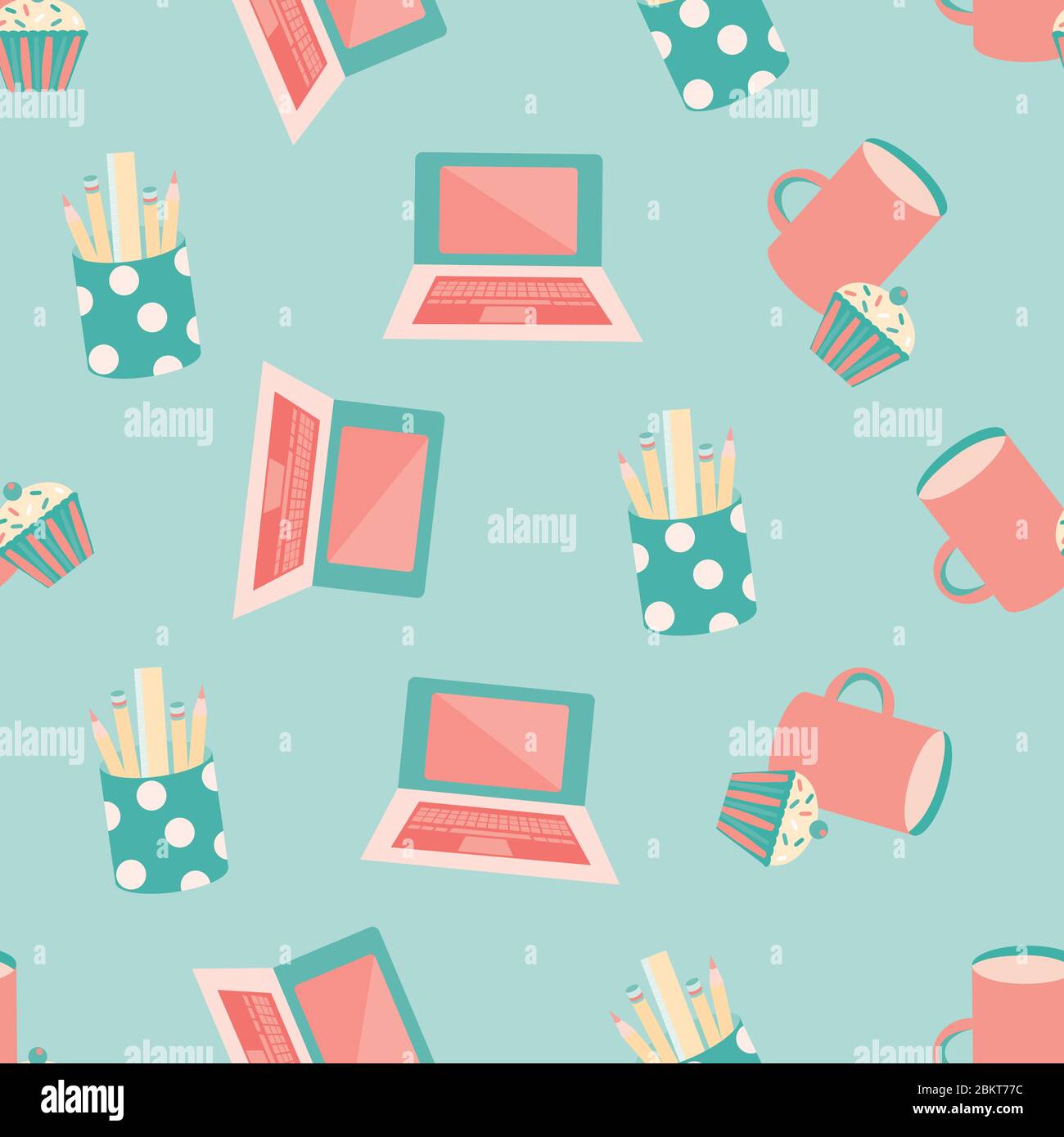 Vector graphic laptop seamless pattern background. Retro color business ...