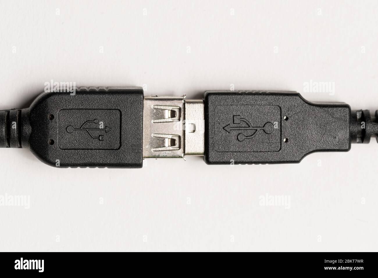 USB Cable connectors close up isolated on white background connecting ...