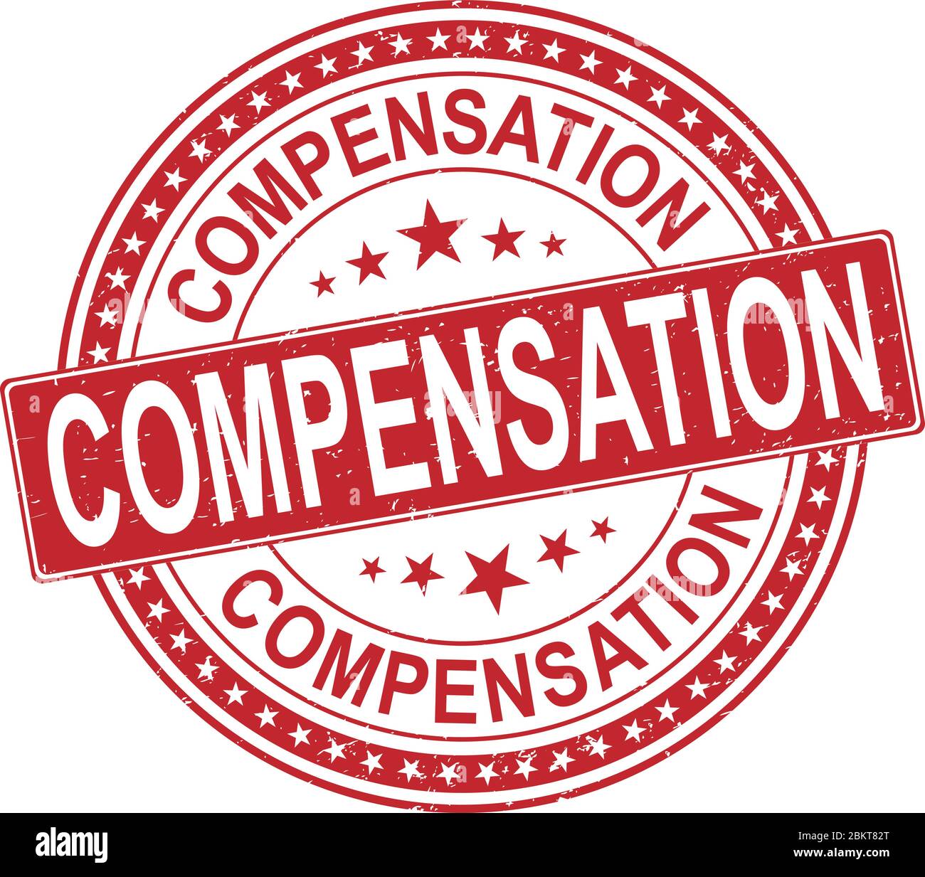 red Illustration of compensation text buffered on white background ...
