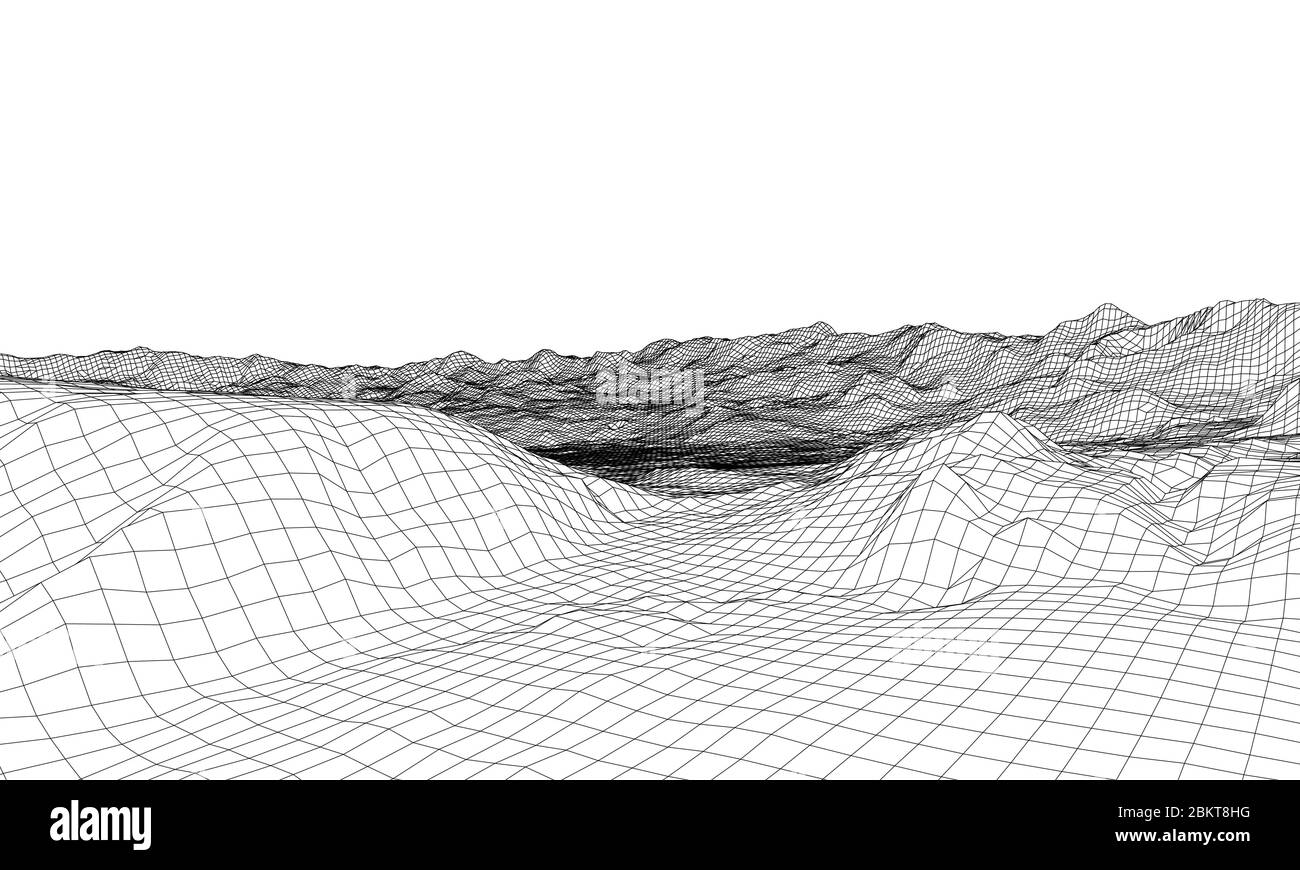Abstract 3d wire-frame landscape. Blueprint style Stock Vector Image ...