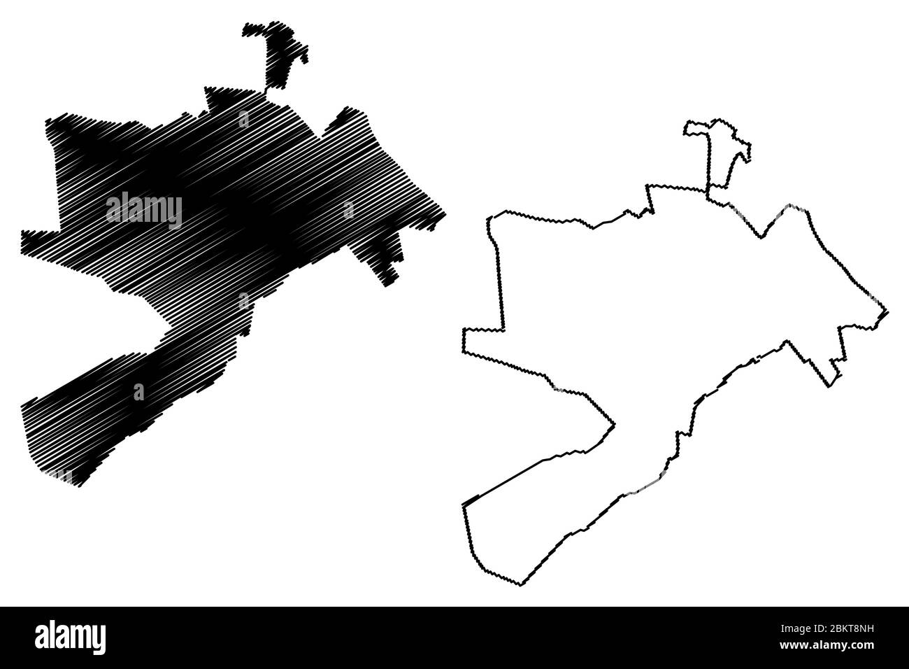 Sibiu City (Republic of Romania) map vector illustration, scribble ...