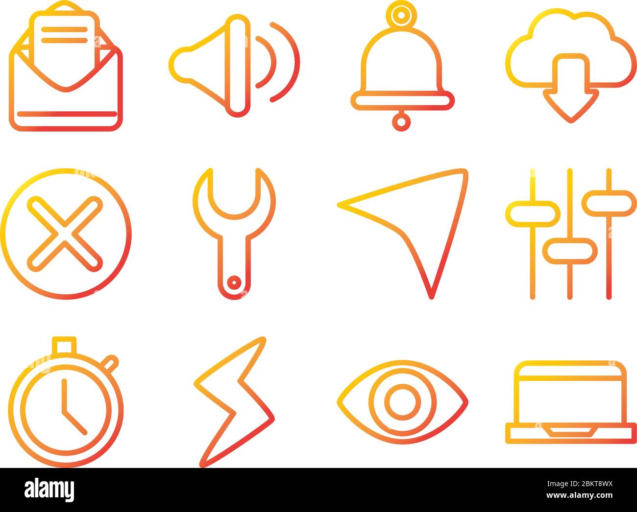 interface internet web technology digital icons set vector illustration ...