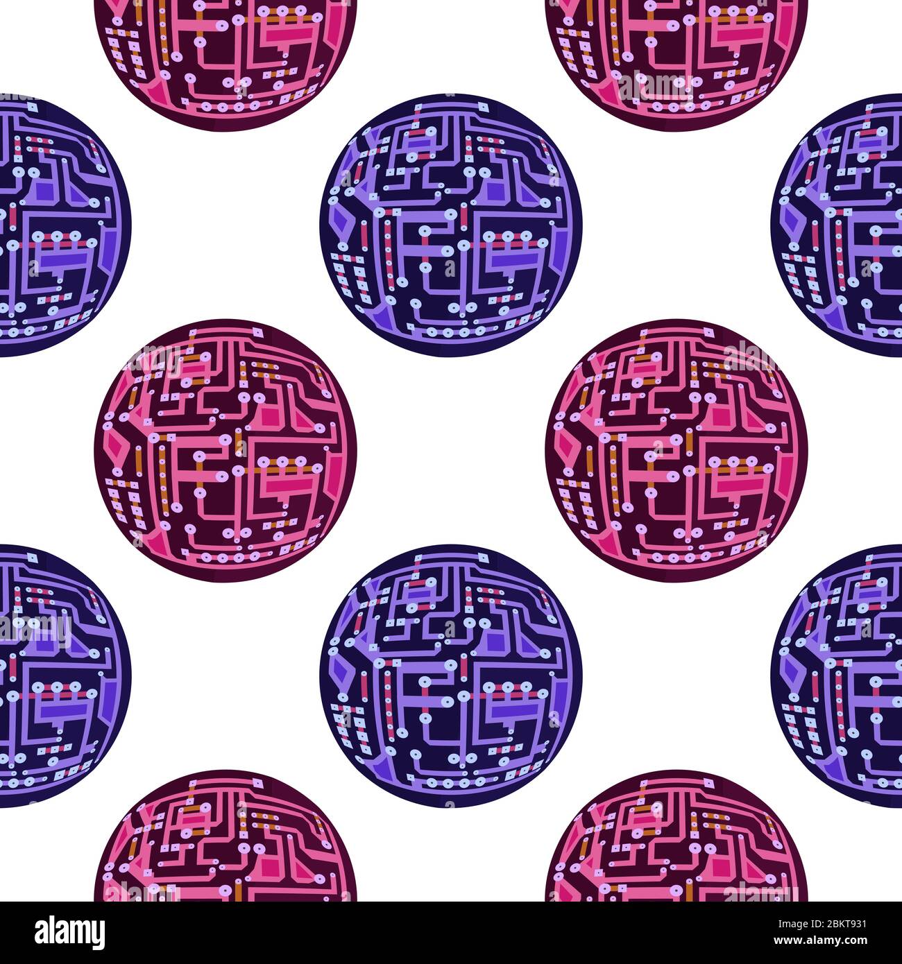 Circuit Board Sphere Seamless Pattern. Flat Design. Modern Computer ...