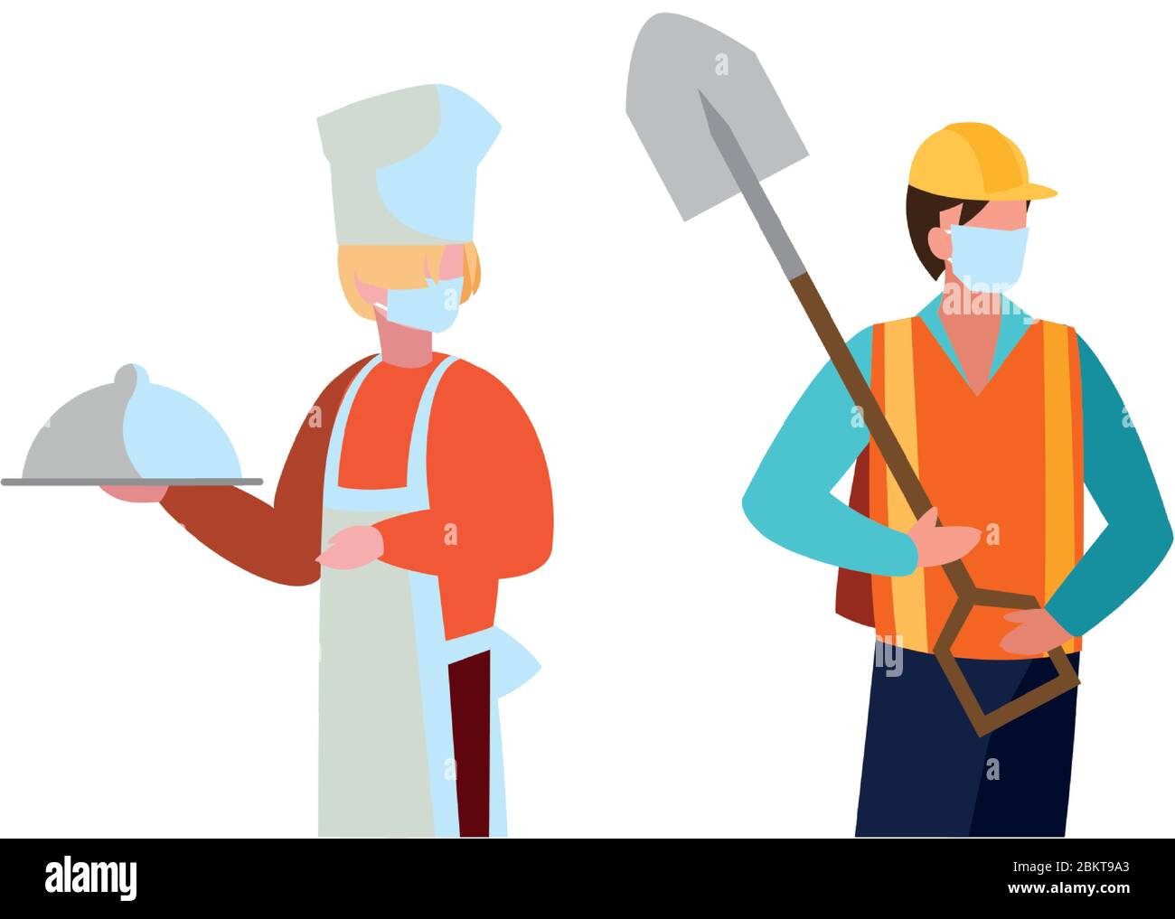 professional men wearing face mask vector illustration design Stock ...