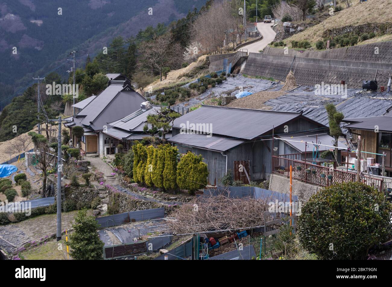 Houses and Fields in the traditional Farming Village of Ochiai, Iya ...