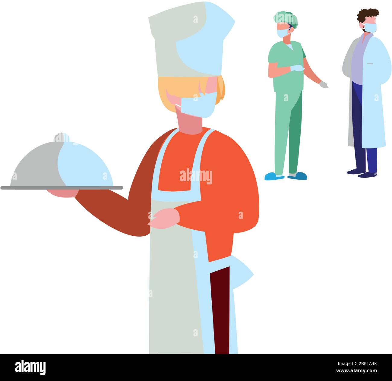 professional people wearing face mask vector illustration design Stock ...