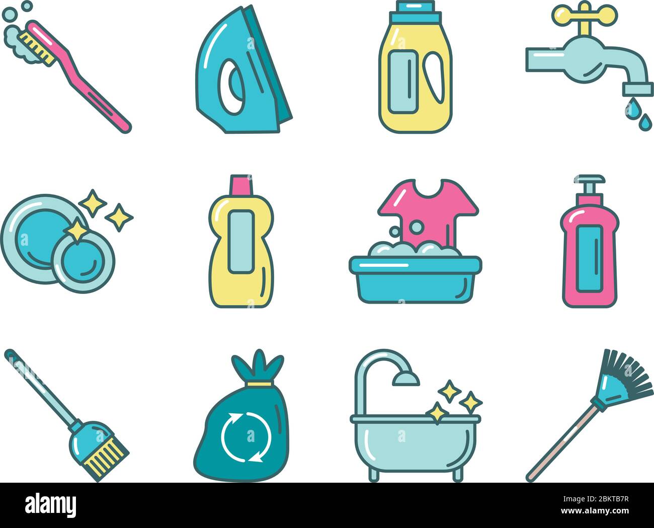 cleaning and desinfect set icons Stock Vector Image & Art - Alamy