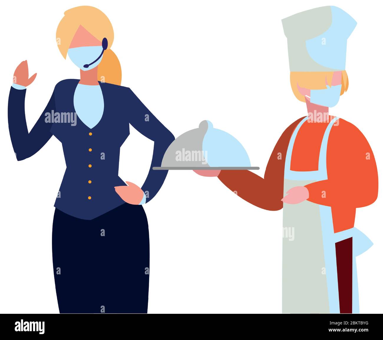 professional couple wearing face mask vector illustration design Stock ...