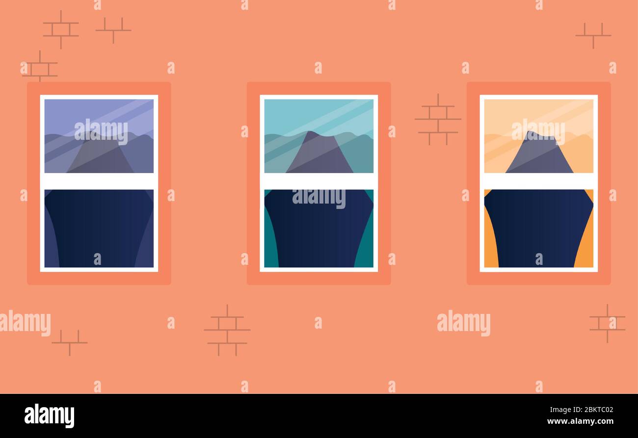 Windows outside orange house vector design Stock Vector Image & Art - Alamy