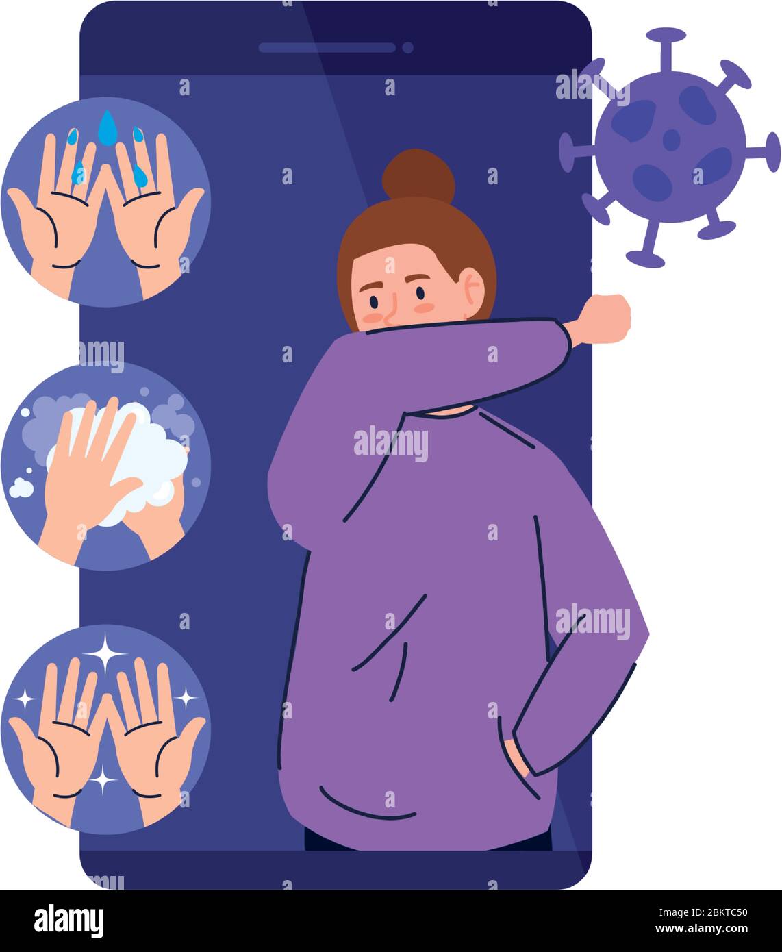 smartphone with woman sick coughing in elbow Stock Vector Image & Art ...