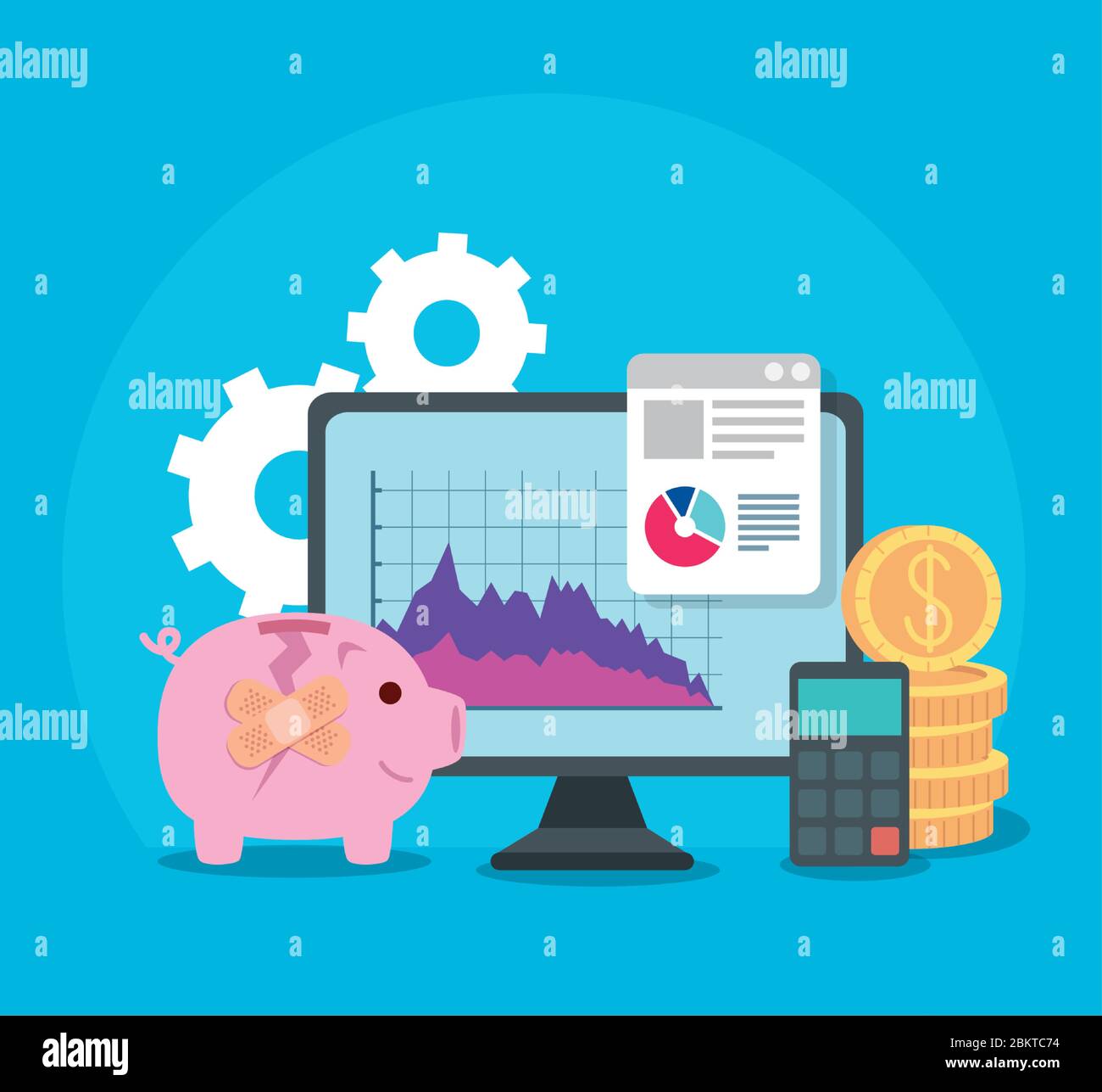 infographic of financial recovery in computer and icons Stock Vector ...