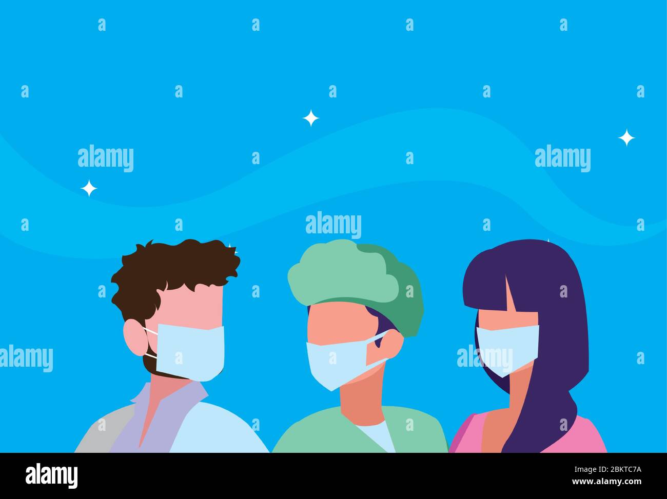 professional people working with face mask vector illustration design ...