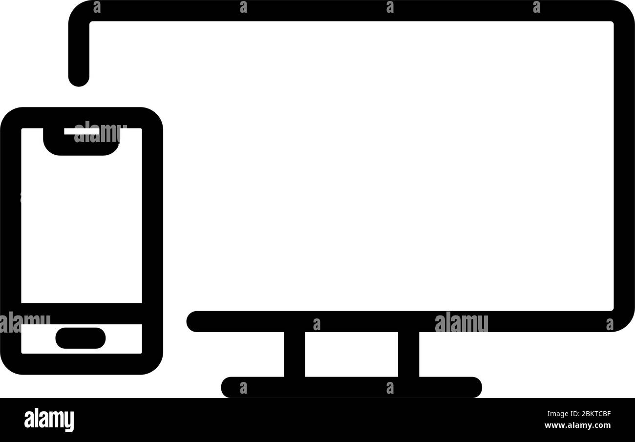 communication tv and phone icon vector outline illustration Stock ...