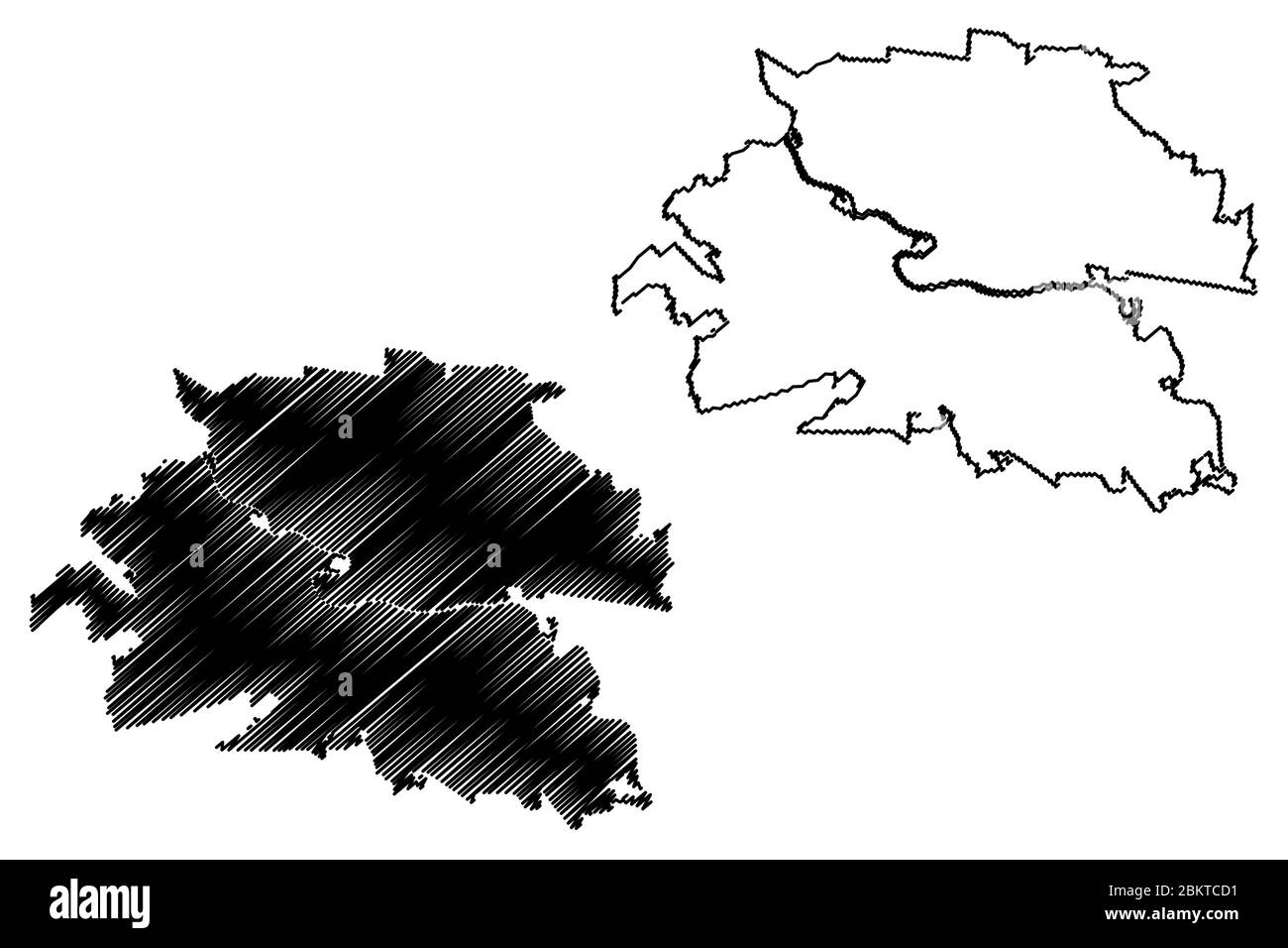 Tyumen City (Russian Federation, Russia) map vector illustration, scribble sketch City of Tyumen ...