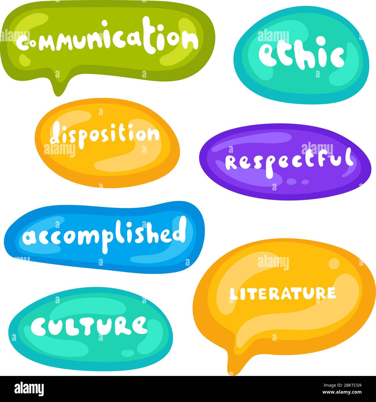 Set of stickers on different shapes. Collection of vector multicolored ...