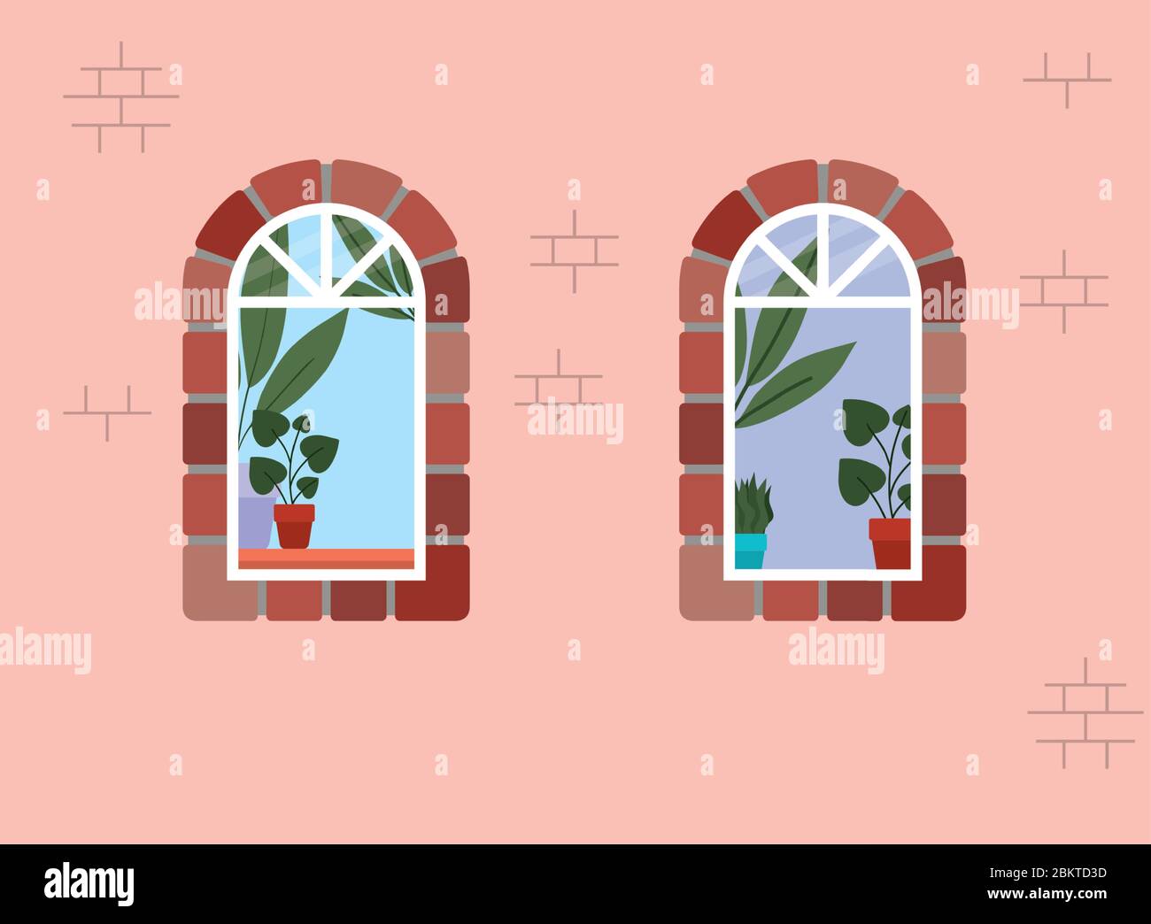 windows from outside with view into the pink house vector design Stock ...