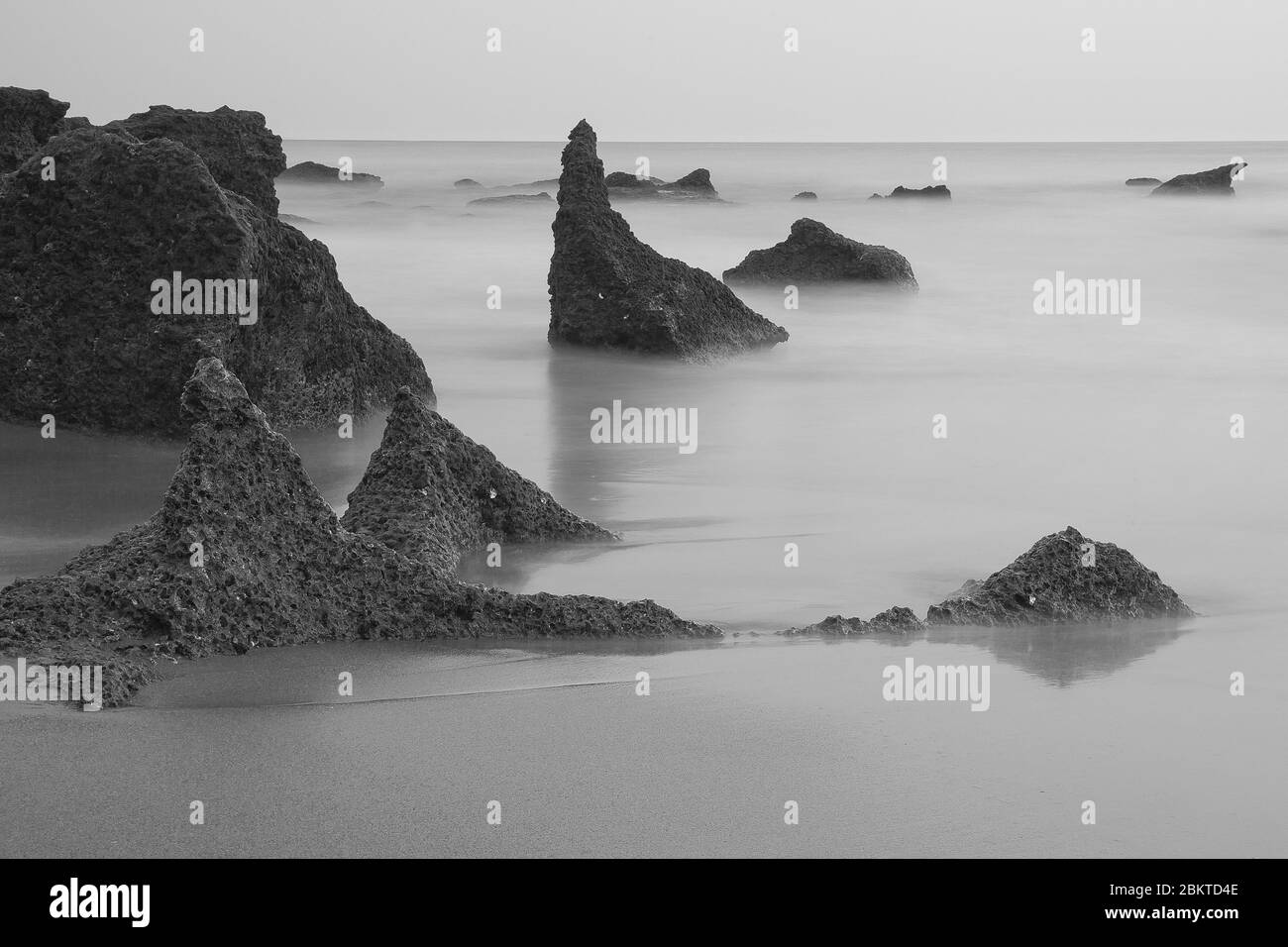 Seascape calm sea rocks Black and White Stock Photos & Images - Alamy