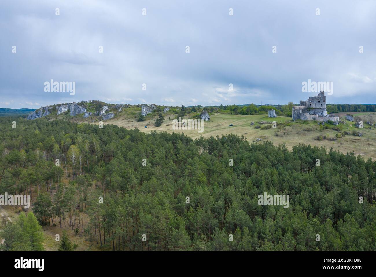 Aerial view of Mirow Castle, Eagles Nests trail. Medieval fortress in ...