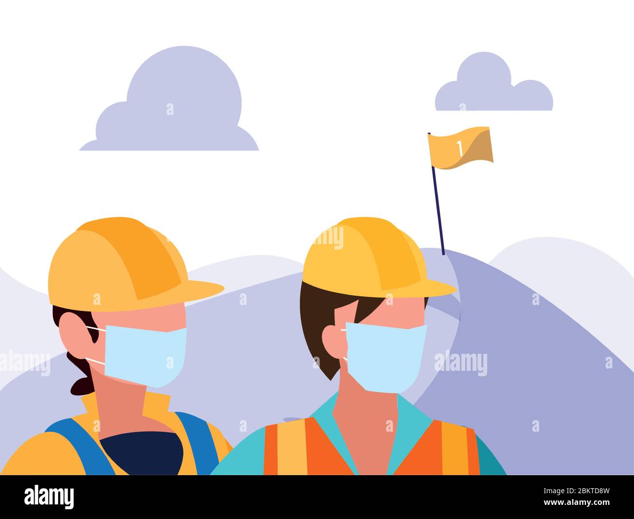 professional men working with face mask vector illustration design ...