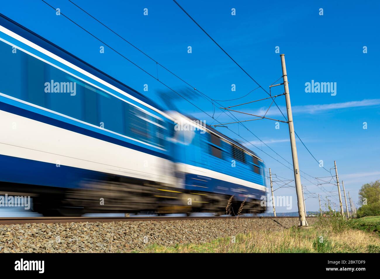 intercity express train travels on the tracks Stock Photo - Alamy