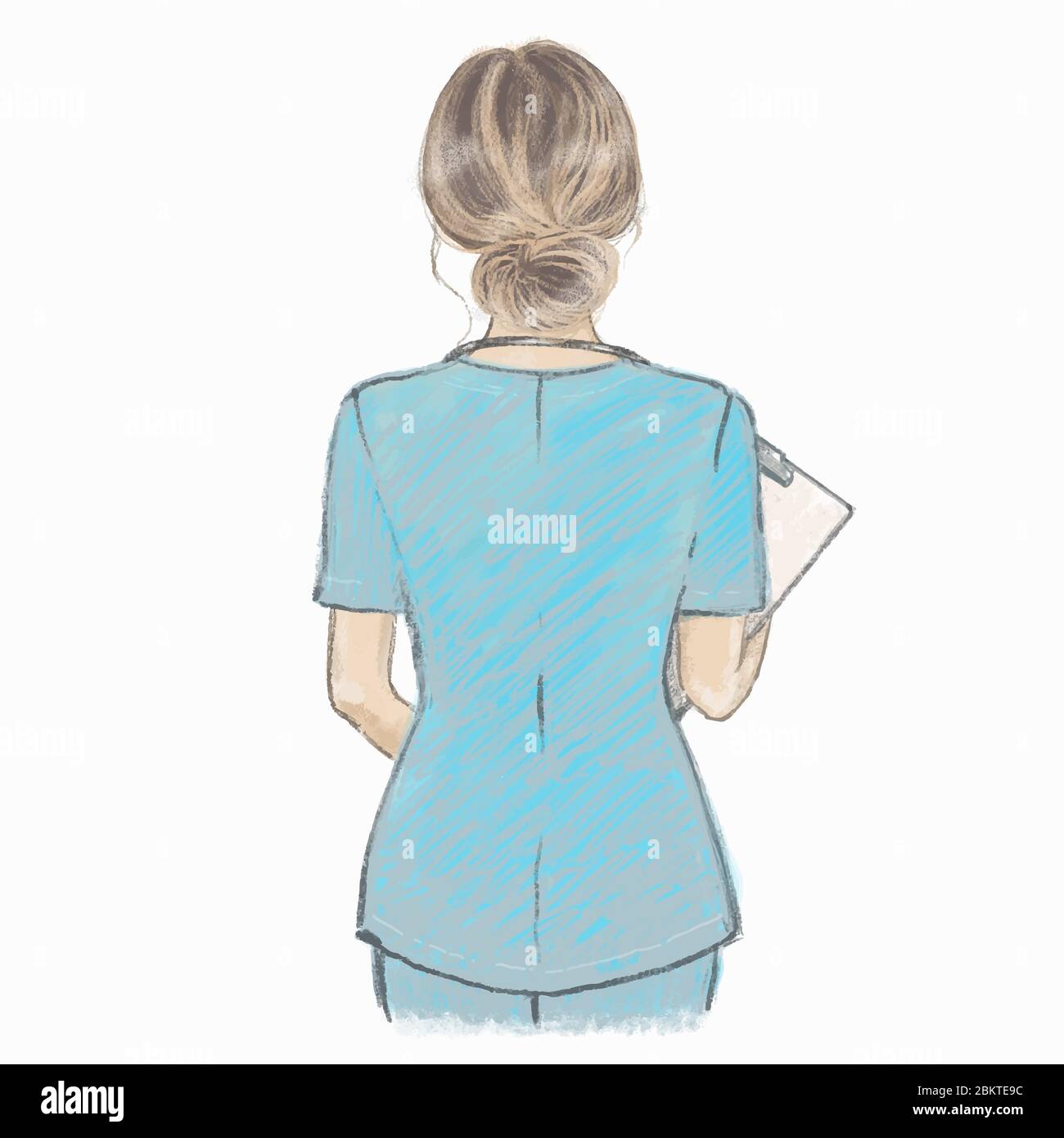 Nurse hand drawn artistic illustration. Female health worker Stock ...