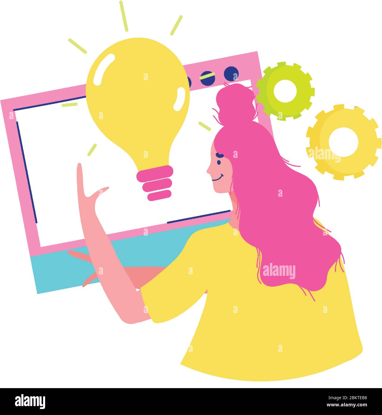 education online, student girl website creativity cartoon vector ...