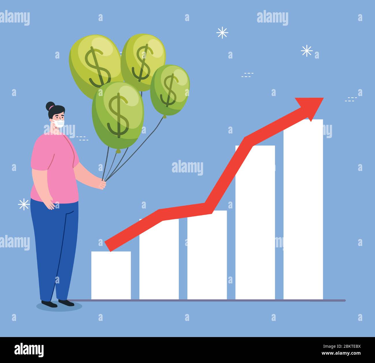 woman with infographic of financial recovery Stock Vector Image & Art ...