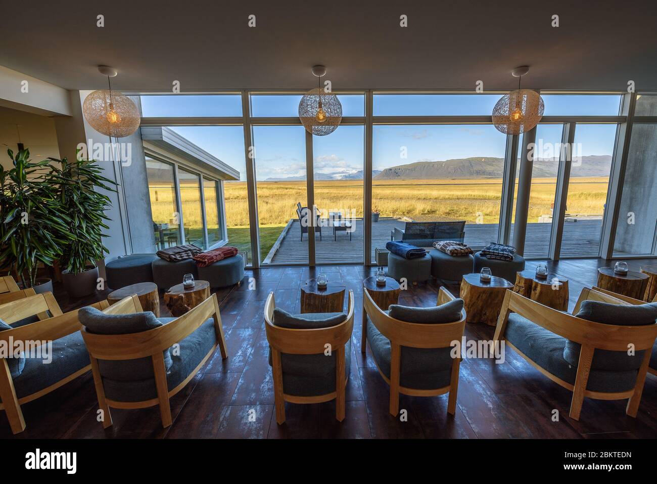 Interior of Fosshotel Vatnajokull located on the Ring Road in Iceland ...
