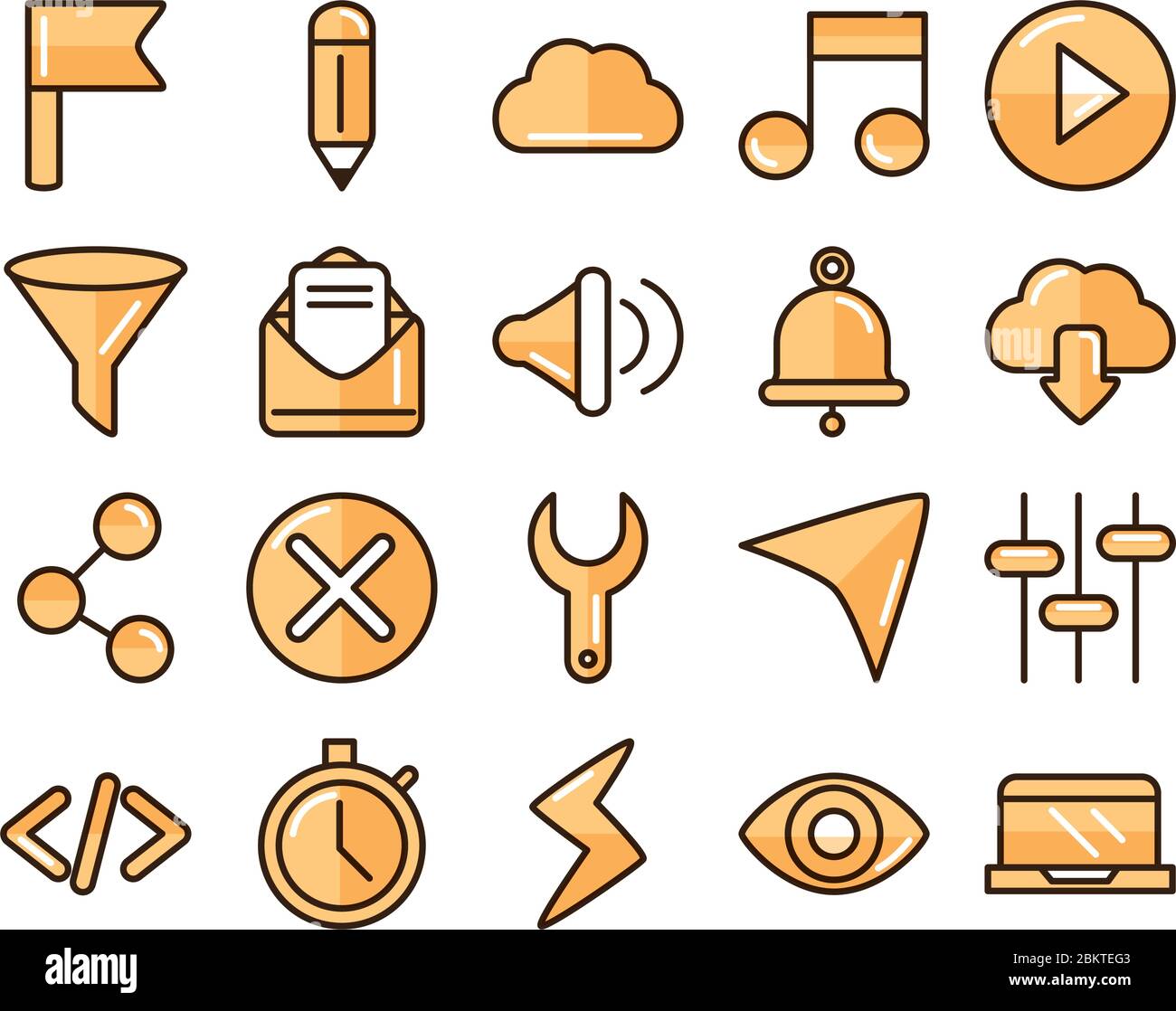interface internet web technology digital icons set vector illustration ...