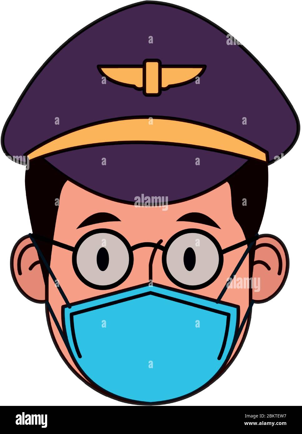 pilot worker using face mask for covid 19 Stock Vector Image & Art - Alamy