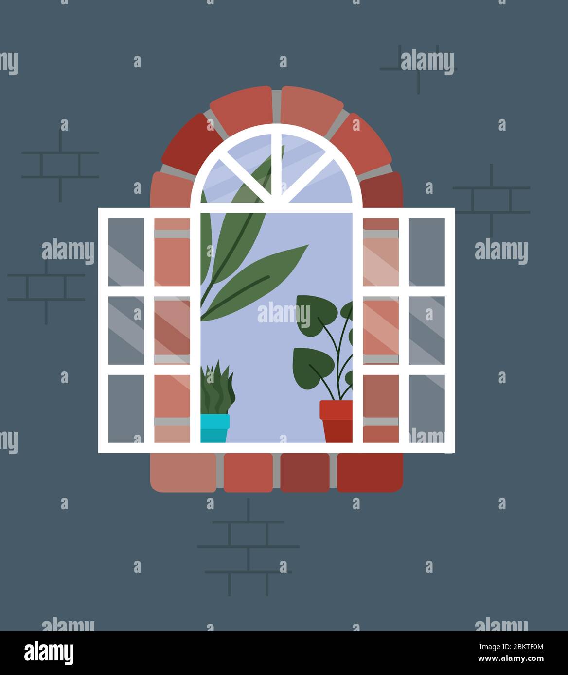 window from outside with view into the blue house vector design Stock ...