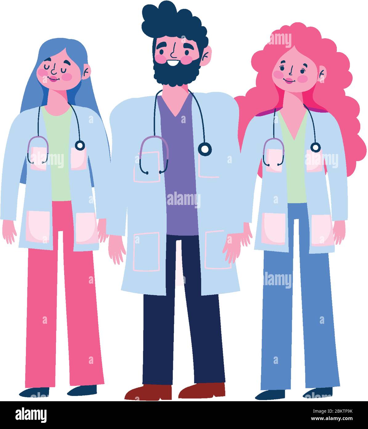 thanks you doctors, professional physician male and female cartoon ...