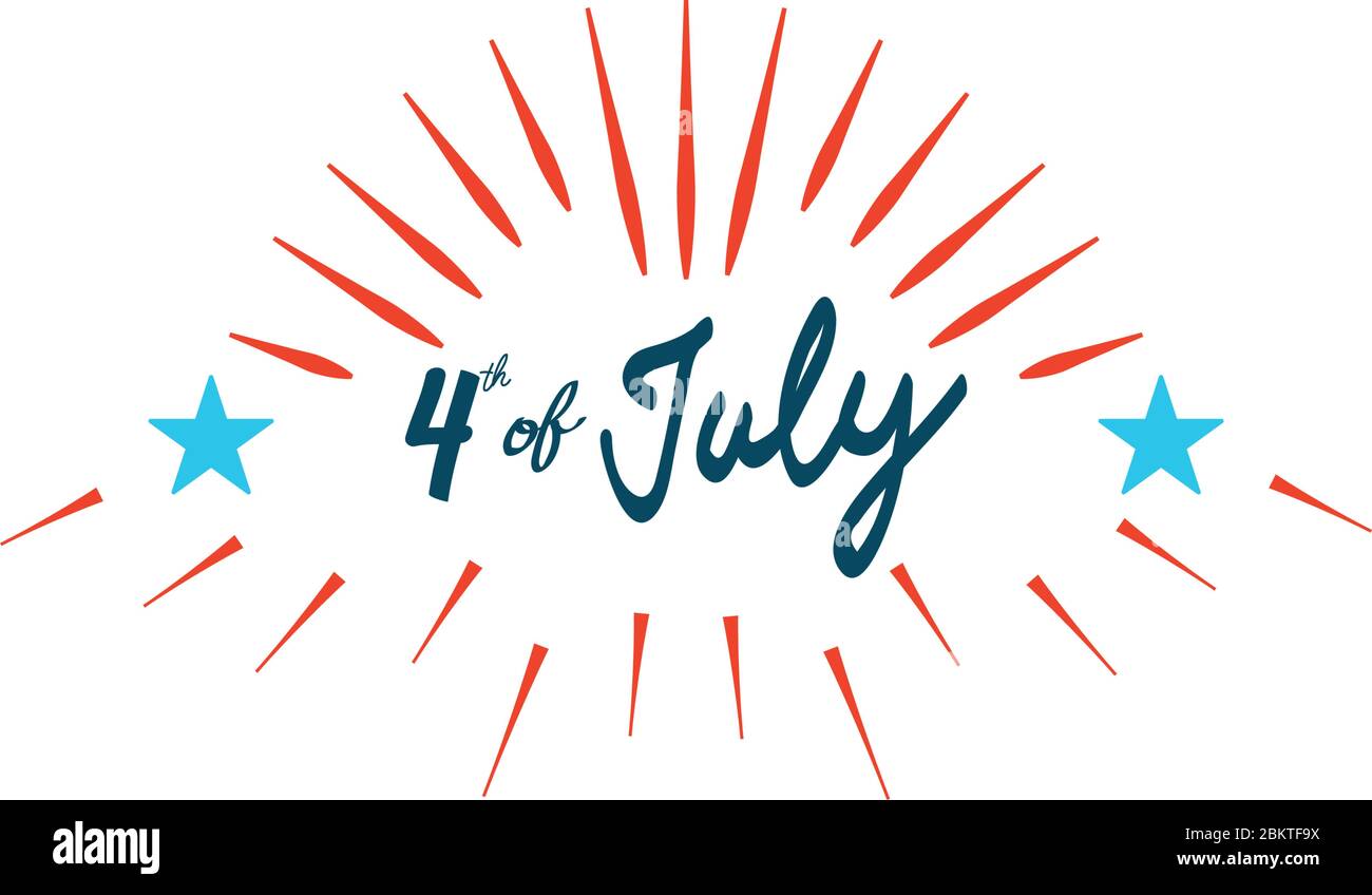 4th of july, lettering design with decorative stars and burst over ...